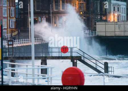 Aberystwyth, Wales, UK. 13th January, 2015. Panorama from 3 images as ...