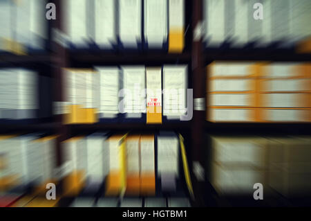 Old archive shelves full of top secret paper documents , old archive ...