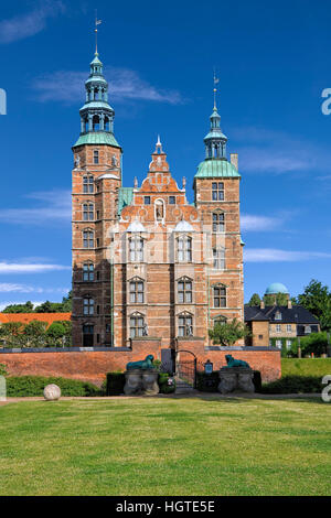 The Rosenborg Castle facade in Copenhagen, Denmark under a clear sky ...