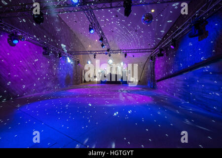 Empty disco dance floor with led lighting and mirror balls Stock Photo ...