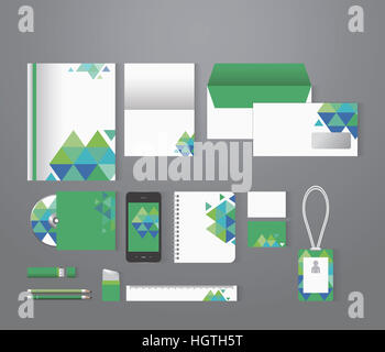 Patterns of triangles for letter paper, envelope and business card ...