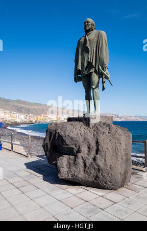Statue of Guanche king Mencey Bencomo, on the waterfront, Candelaria ...