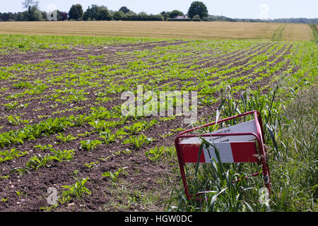 BT barrier around a forgotten hole in a field Stock Photo - Alamy