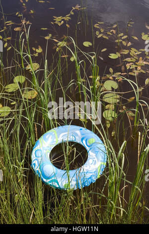 Inner Tube Floating In Pond Stock Photo - Alamy