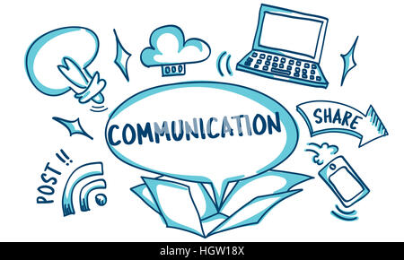 Connection Communication Ideas Outside Box Sketch Concept Stock Photo ...