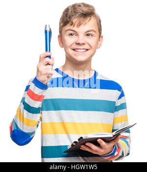 Boy with pen Stock Photo - Alamy