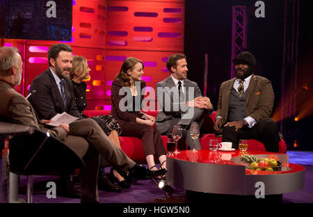 (left to right) Ben Affleck, Sienna Miller, Graham Norton, Emma Stone ...