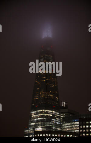 The Shard Christmas lights obscured by cloud Featuring: The Shard Where ...