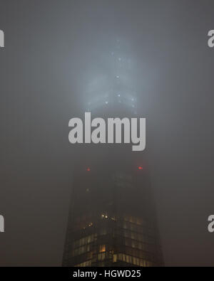 The Shard Christmas lights obscured by cloud Featuring: The Shard Where ...