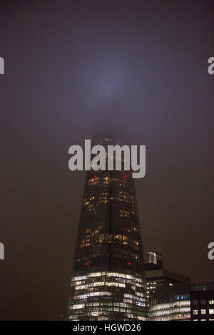The Shard Christmas lights obscured by cloud Featuring: The Shard Where ...