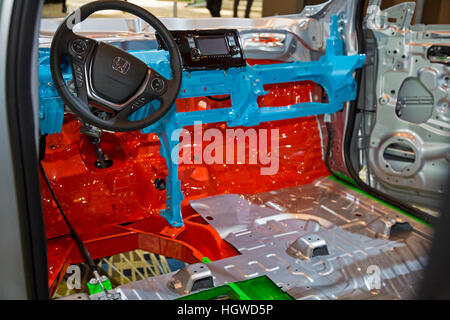 Detroit, Michigan - The steel industry displayed the steel frame of a ...