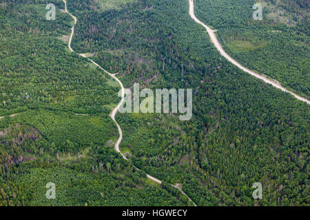 Logging roads on Coburn Mountain in industrial timberland in Maine's ...