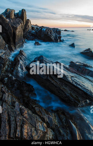 Rocks and surf at Wallis Sands State Park in Rye, New Hampshire Stock ...