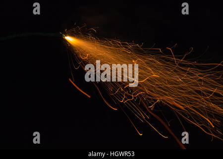 Studio shot of th burning fuse, fireworks ignition, bomb fuse Stock ...