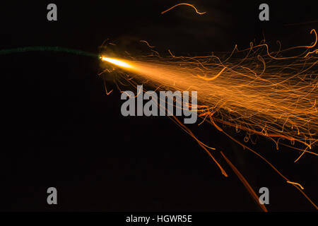 Studio shot of th burning fuse, fireworks ignition, bomb fuse Stock ...