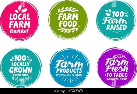 A set of food icons, packaging labels or menu illustrations for beef ...