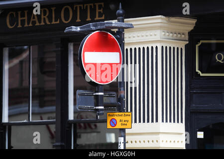 Red and white british no entry road sign Stock Photo - Alamy