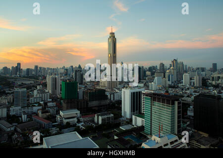 Aerial view of Bangkok modern office buildings, condominium in city ...