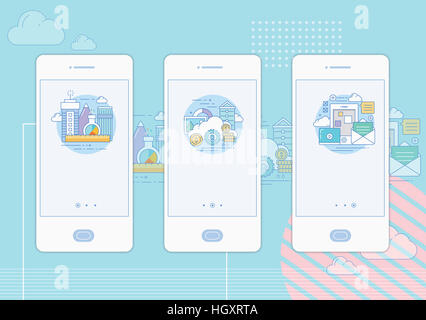 Mobile webpages related to business Stock Photo - Alamy