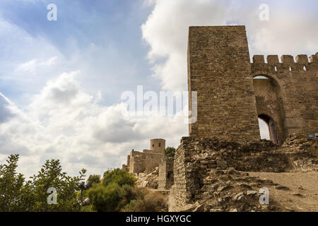 View of the castle tower of Jimena de la Frontera, a beautiful village ...
