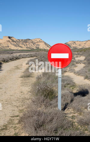 No Entry Sign in Bardenas Reales Park, Navarre, Spain Stock Photo - Alamy