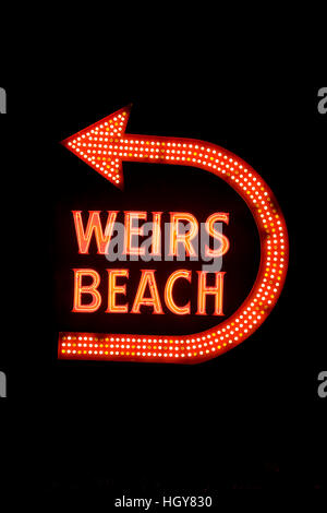The historic Weirs Beach sign in Laconia, New Hampshire. Lake ...
