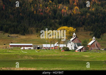Indian Stream flows past a farm in Pittsburg, New Hampshire. Fall Stock ...