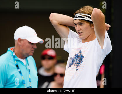 Alexander Zverev of Germany during a practice session at the All ...