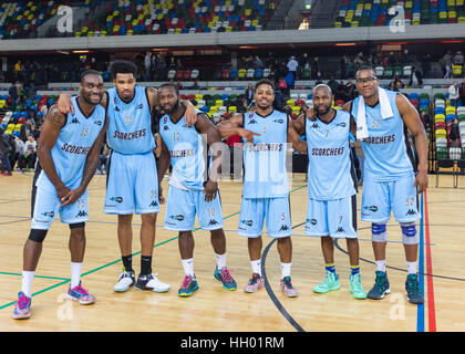 London Lions players celebrate with the trophy after beating Leicester ...