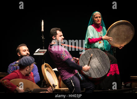 Tehran, Iran. 14th Jan, 2017. Members of an Iranian folk music band ...