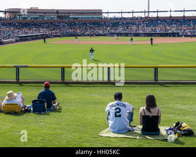 Outfield grass seats, Cactus League spring training baseball game, Salt ...