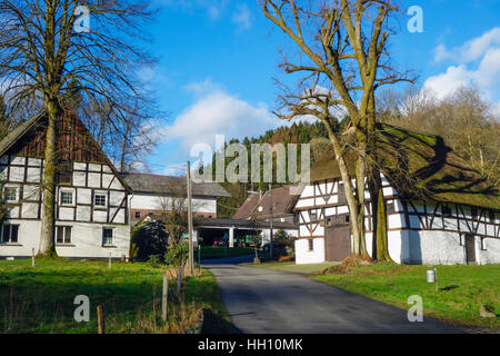 Traditional timber framed German village house with shutters and Stock ...
