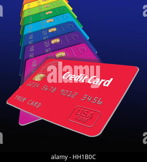 Credit cards in a spectrum of rainbow colors Stock Photo - Alamy