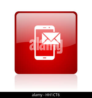 mms red square web glossy icon Stock Photo - Alamy