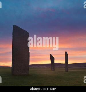 Stones of Stenness Circle and Henge at sunrise, stone circle and henge ...