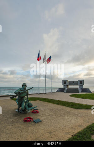 Omaha Beach War Memorial of falen soldiers in Normandy, France Stock ...