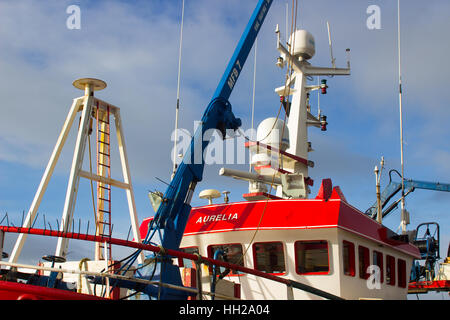 The superstructure with wheelhouse and radar mast and housing on a ...