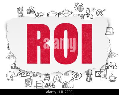 Finance concept: ROI on Torn Paper background Stock Photo - Alamy