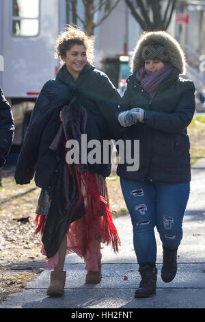 Zendaya heading to the movie set 'The Greatest Showman' on an ...