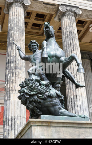 A bronze sculpture at the entrance of the the Altes Museum, Berlin ...