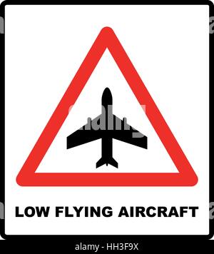 Warning signs low-flying aircraft on white background Stock Vector ...