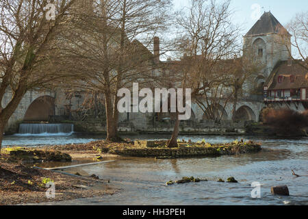 Scenic view of Moret-sur-Loing medieval and impressionist town in Ile ...