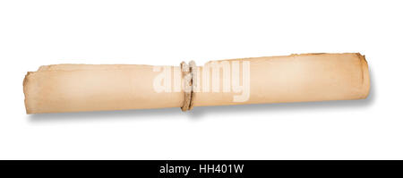 Old paper parchment scroll rolled up with a vintage background with ...