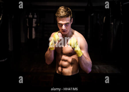 muscular muscle man with big pectoral muscles and bulging biceps Stock ...