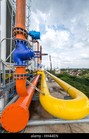 Modern machine of air conditioner on a green wall Stock Photo - Alamy