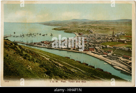 Peel Town and Bay Isle of Man UK Manx coast travel coastal scenery ...