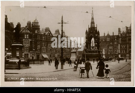 Albert statue in Albert Square Manchester UK. Albert Memorial, a ...
