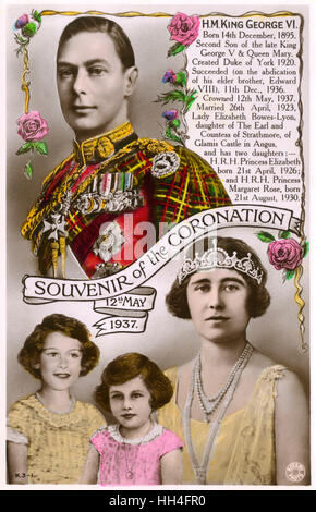 A coronation portrait of King George the sixth on May 12 1937 showing ...