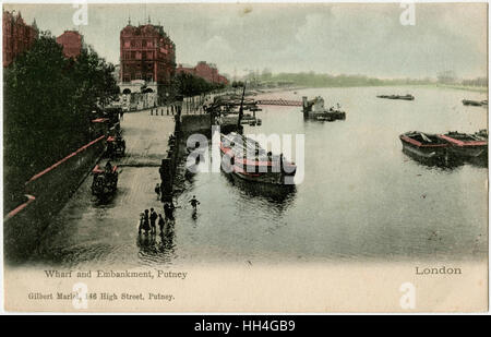 Putney riverside embankment,Putney bridge, river Thames, Wandsworth ...