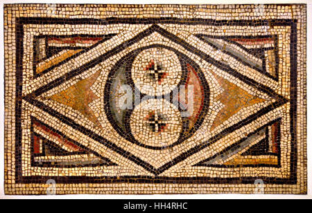Ancient roman floor mosaic with geometric shapes motif and floral ...